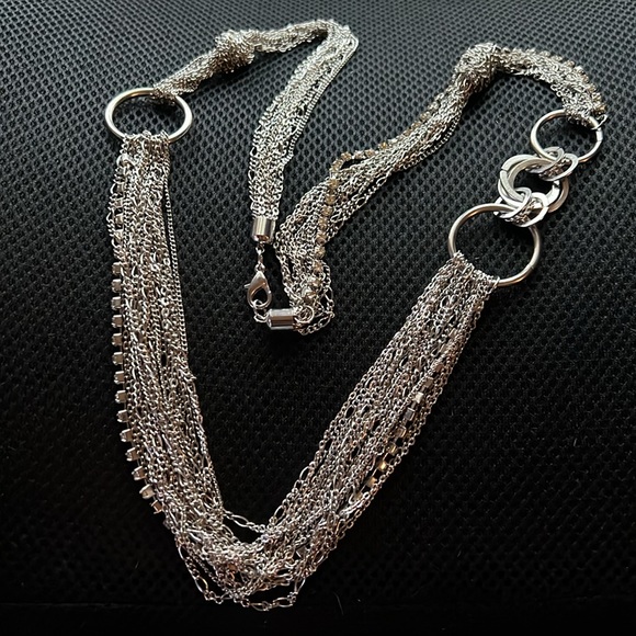 Jewelry | New Silver Tone Multi Stains Open Circles Chain Long ...